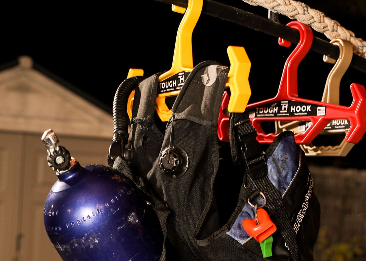 Scuba Gear Hanger » Easy Carry 200 Lbs+ » Tough Hook Hangers
